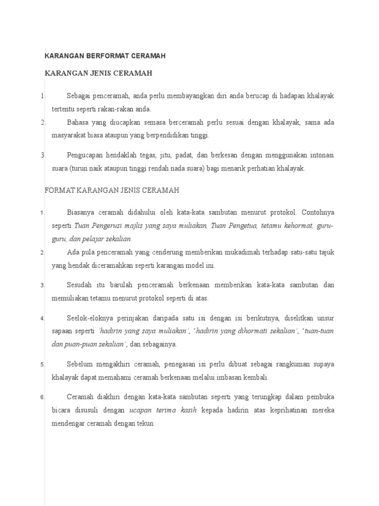 Karangan Berformat Ceramah | PDF | Karier & Perkembangan
