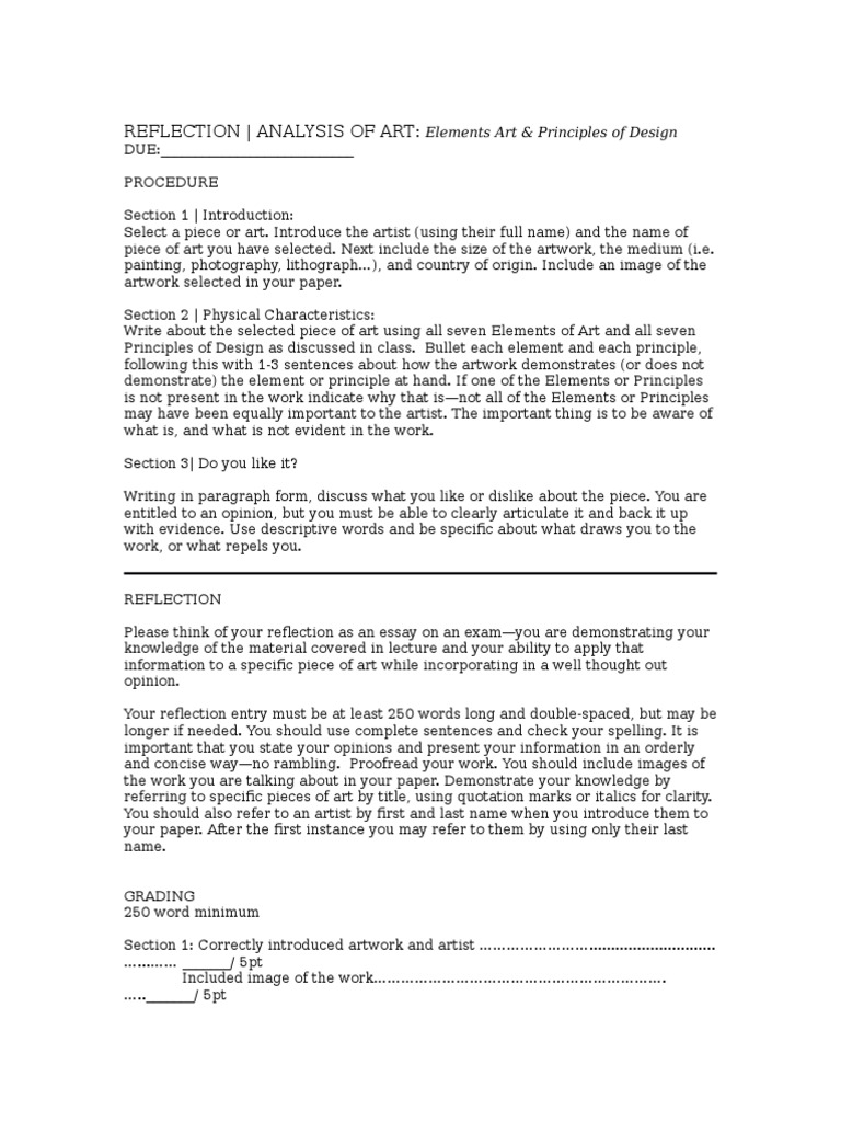 Art Reflection and Analysis Guide | PDF | Ellipsis | Essays