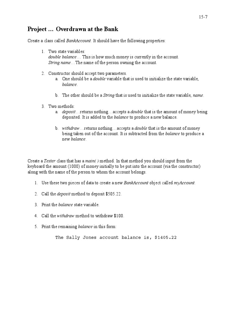 Project 15 - Overdrawn at The Bank | PDF | Business | Finance & Money ...