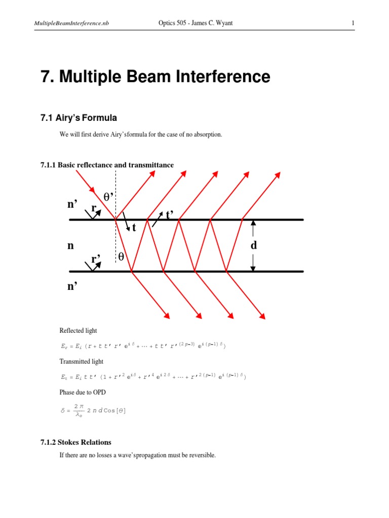 Multiple Beam Interference | PDF | Angular Resolution | Interferometry