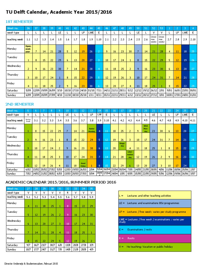 TU Delft Academic Calendar 2015/16 | PDF | Foreign Language Studies ...