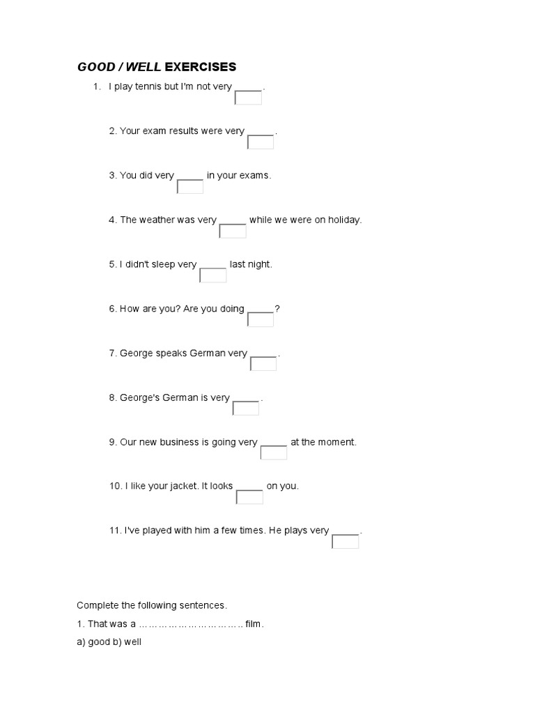 Good Well Exercises | PDF