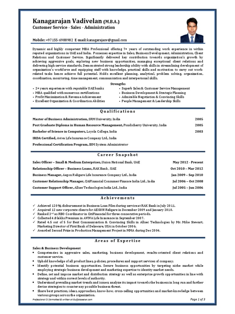 Kanagarajan Vadivelan Sales Customer Service Administration ...