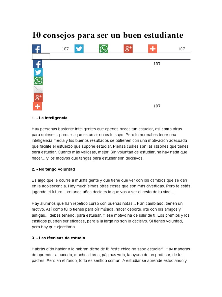 10 Consejos para Ser Un Buen Estudiante | PDF | Fórmula | Memoria