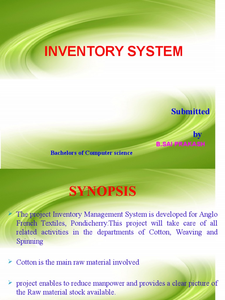Inventory System: Submitted by | PDF