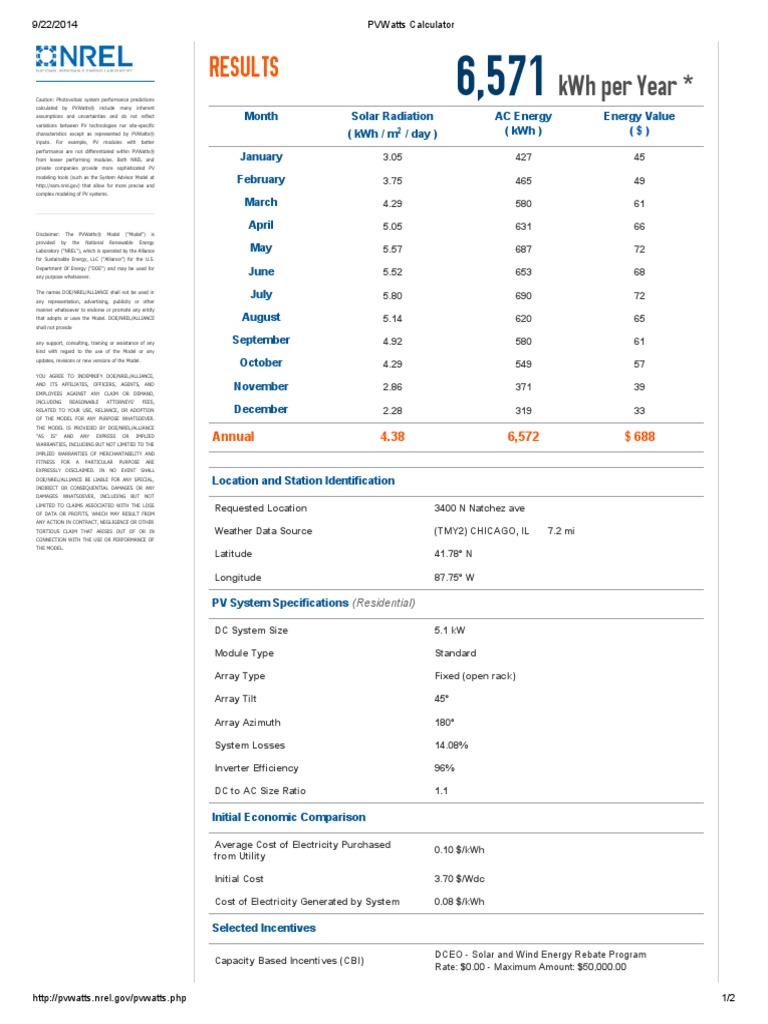 PVWatts Calculator PDF | Download Free PDF | Photovoltaic System ...