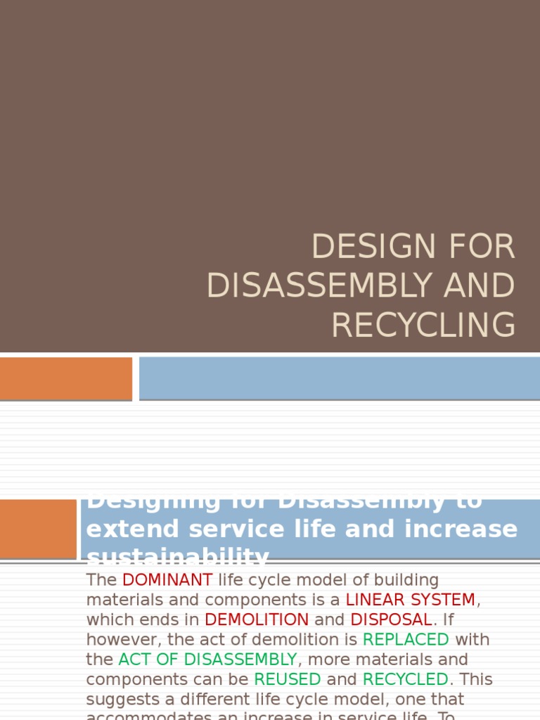 Designing for Disassembly in Sustainability | PDF | Life Cycle ...