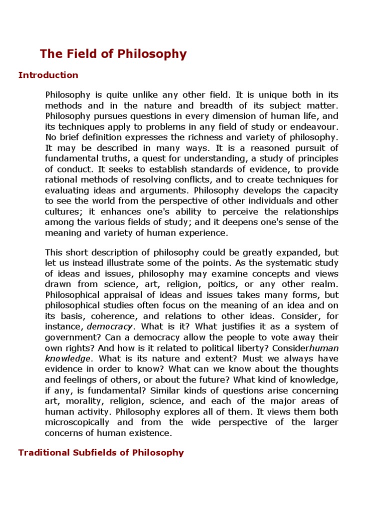 The Field of Philosophy | PDF | Philosophy Of Science | Epistemology