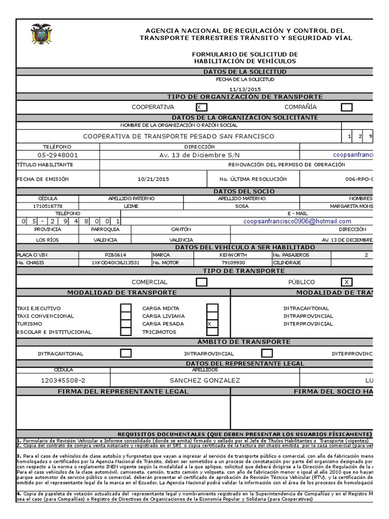 Formulario de Deshabilitación | Transporte | Vehículos