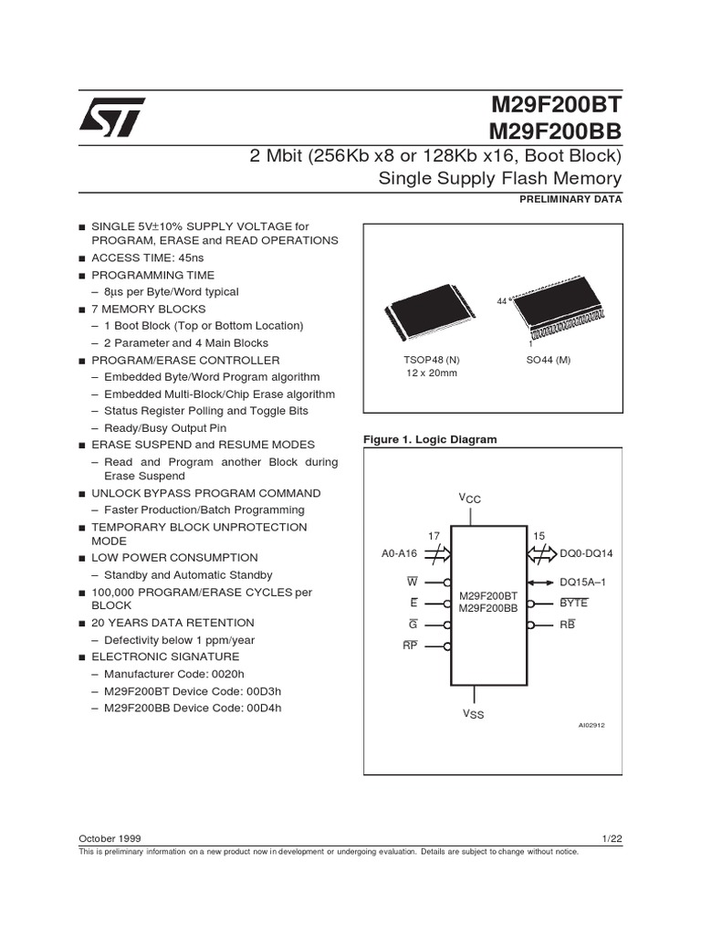 M 29 F 200 BB | PDF | Input/Output | Flash Memory