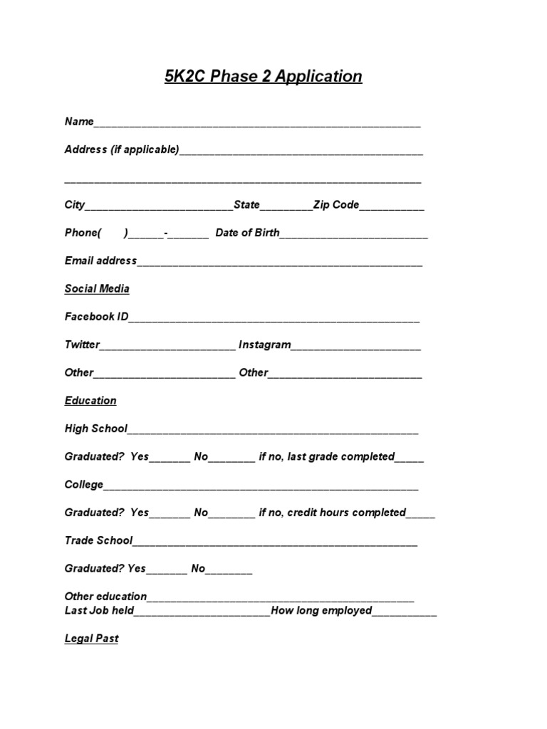 5K2C Phase 2 Application Form | PDF