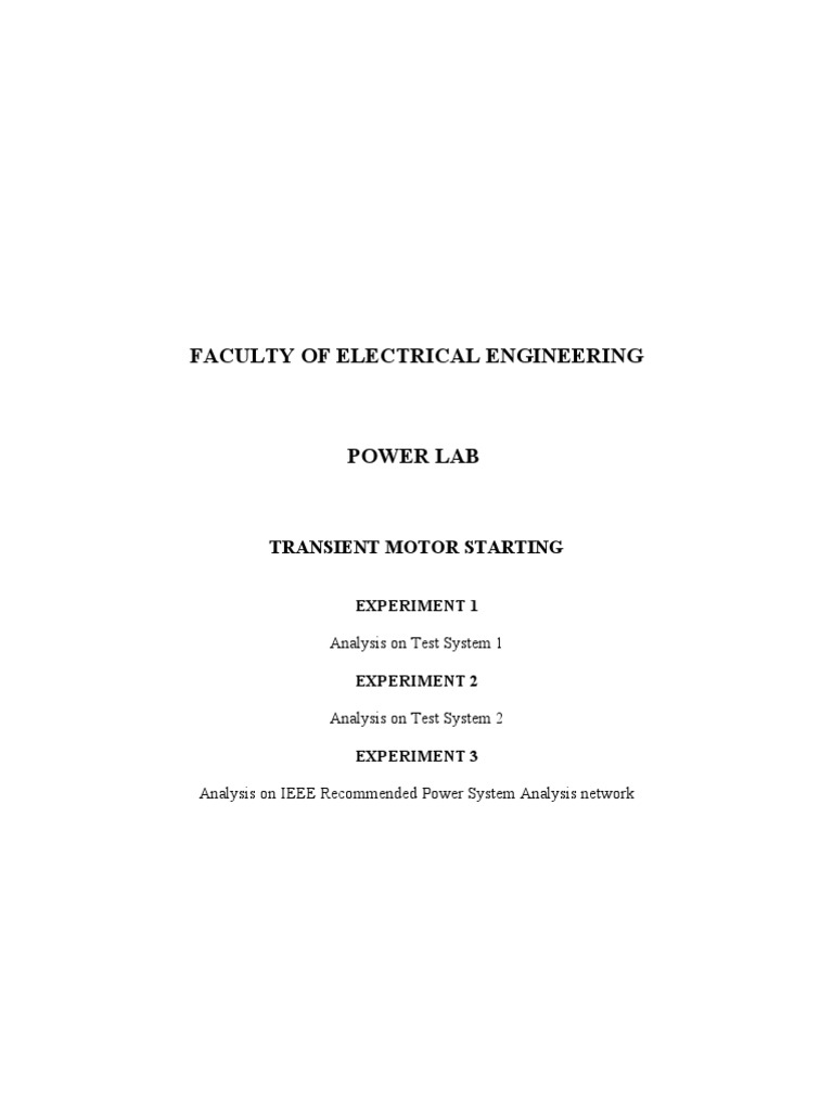 Transient Motor Starting Lab Sheet | PDF | Electric Motor | Electric Power System