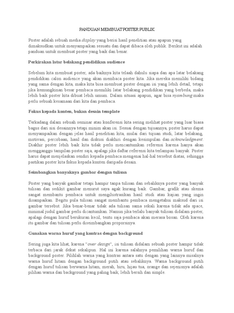 Panduan Membuat Poster Publik | PDF