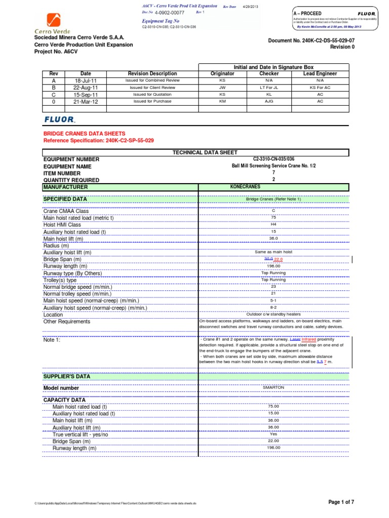 Data sheet crane | Transmission (Mechanics) | Crane (Machine) | Free 30 ...