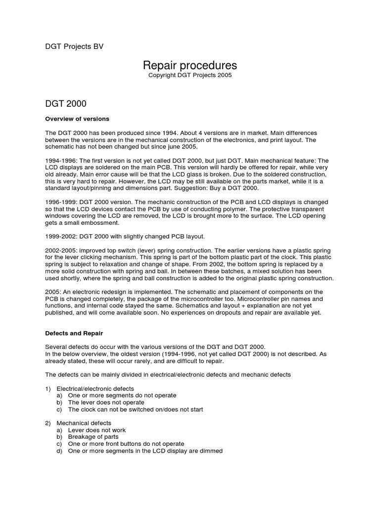 DGT 2000 Repair Procedure Advanced PDF | PDF | Printed Circuit Board ...