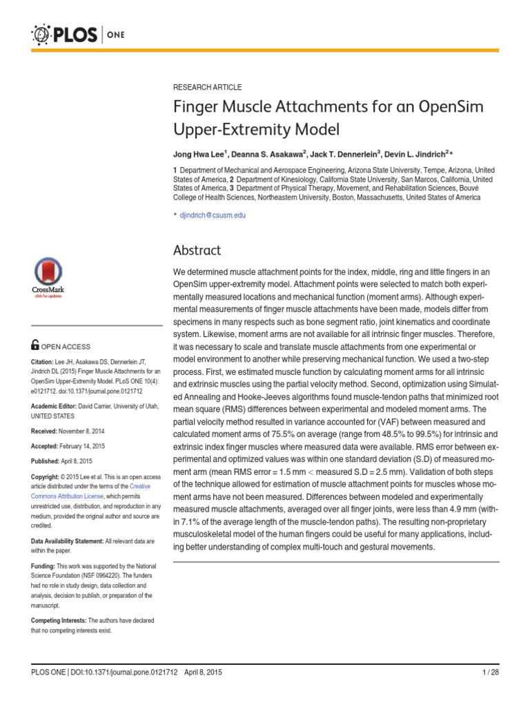 Finger Muscle Attachments For An Opensim Upper-Extremity Model | PDF ...