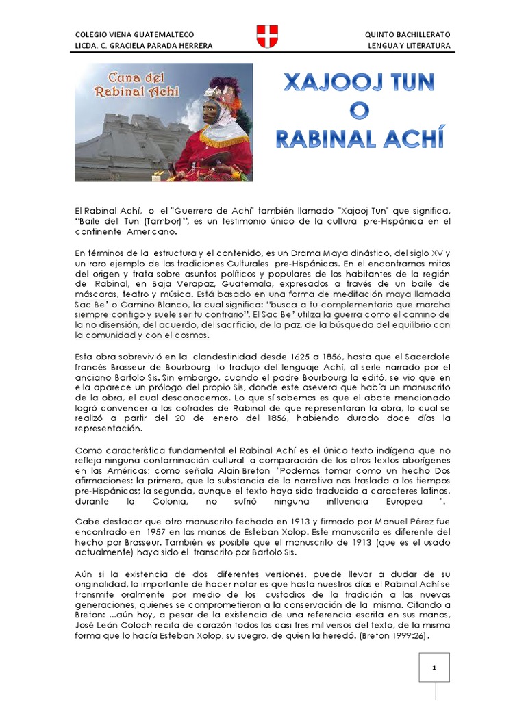 Historia y Significado del Rabinal Achí | PDF | Cultura (general)