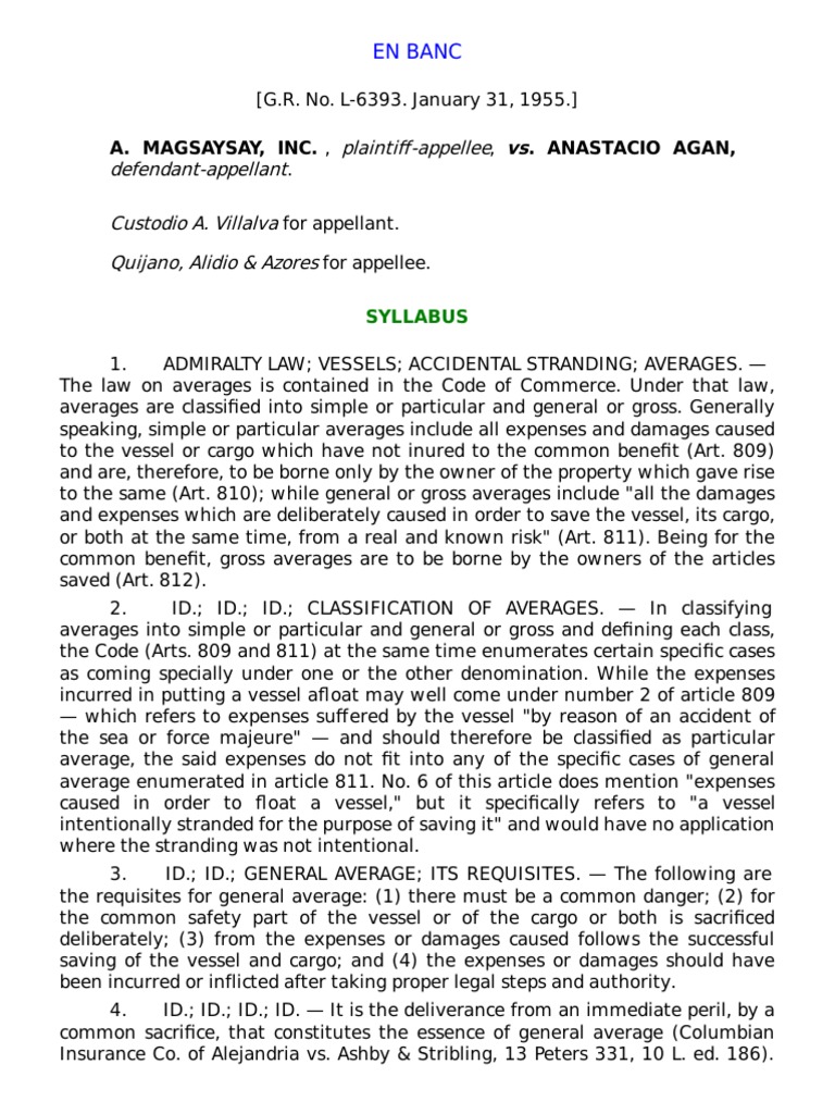 Magsaysay V Agan | PDF | Marine Salvage | Judgment (Law)