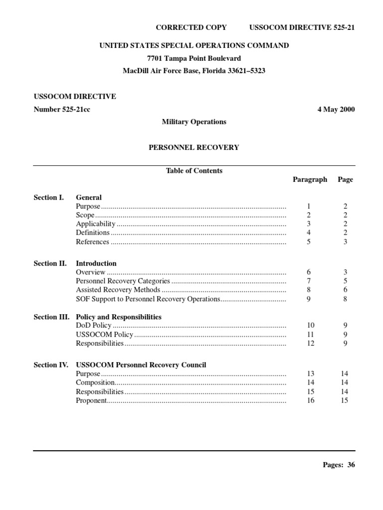 Ussocom Directive 525-21 | PDF | United States Special Operations ...