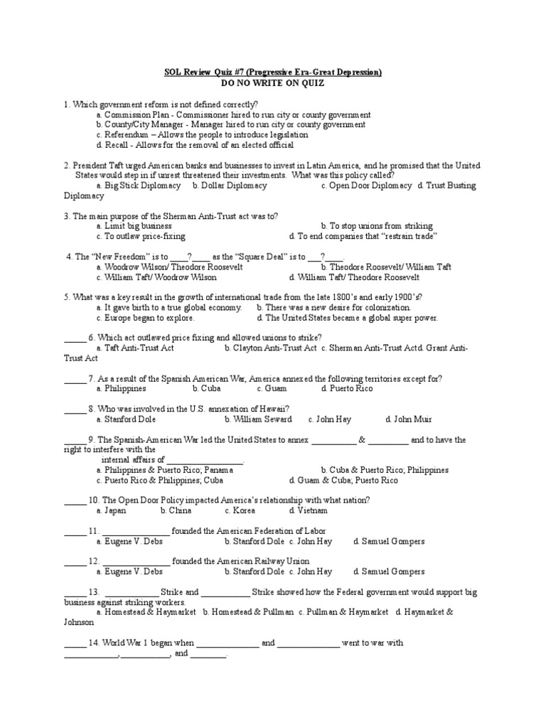 7 SOL Review Quiz #7 (Pro-WW1) | PDF | Treaty Of Versailles | William ...