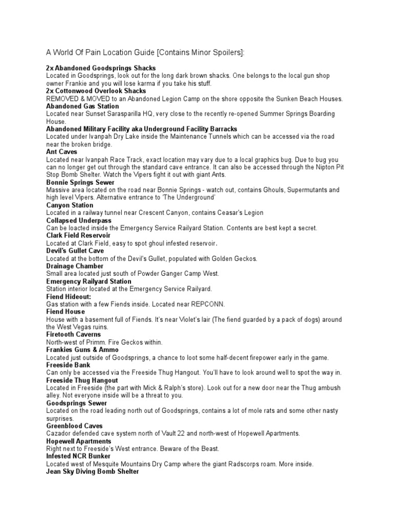 AWOP Location Guide | PDF | Leisure | Nature