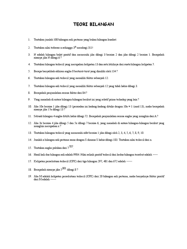 Soal Teori Bilangan | PDF