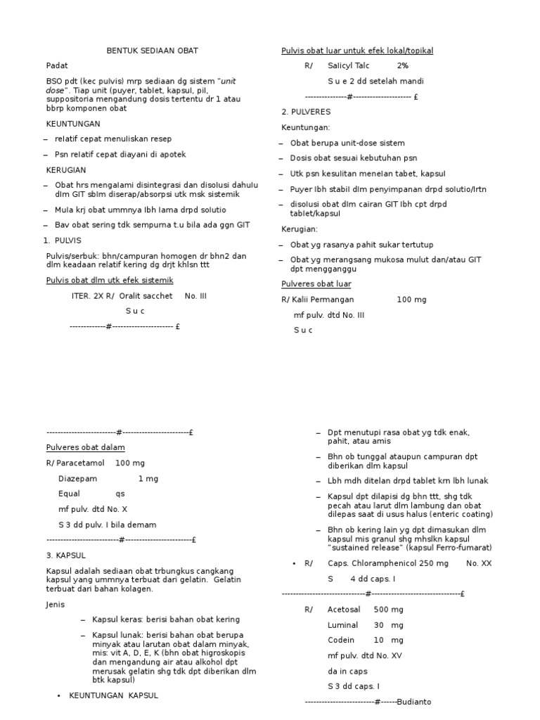 Bentuk Sediaan Obat | PDF