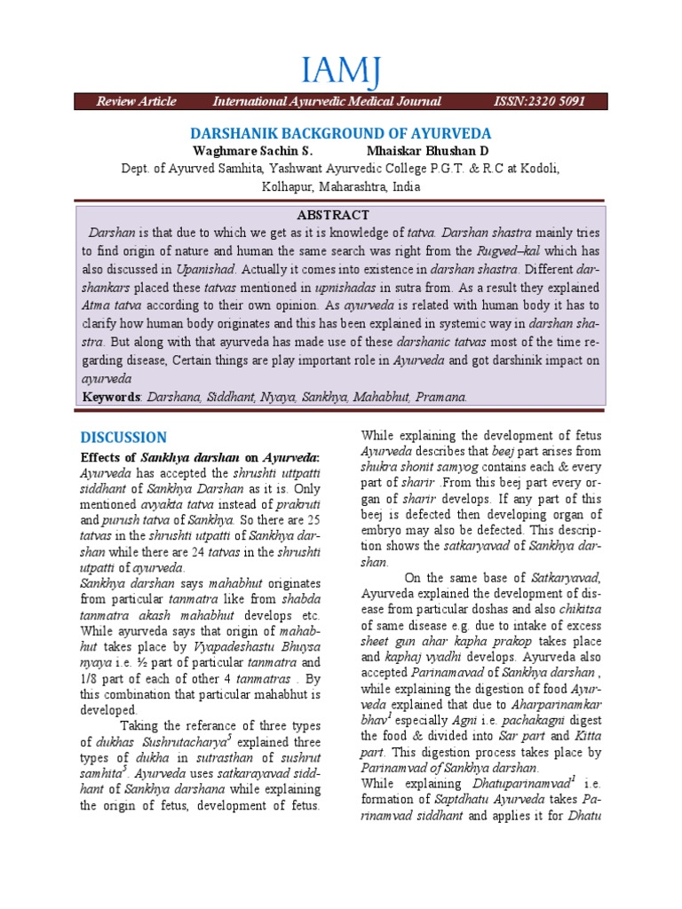 Darshanik Background of Ayurveda A CONCEPTUAL WORK | PDF | Ayurveda ...