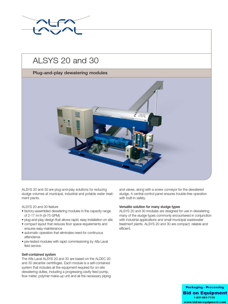 Alfa Laval Alsys 20 & 30 | PDF | Hydraulic Engineering | Pump