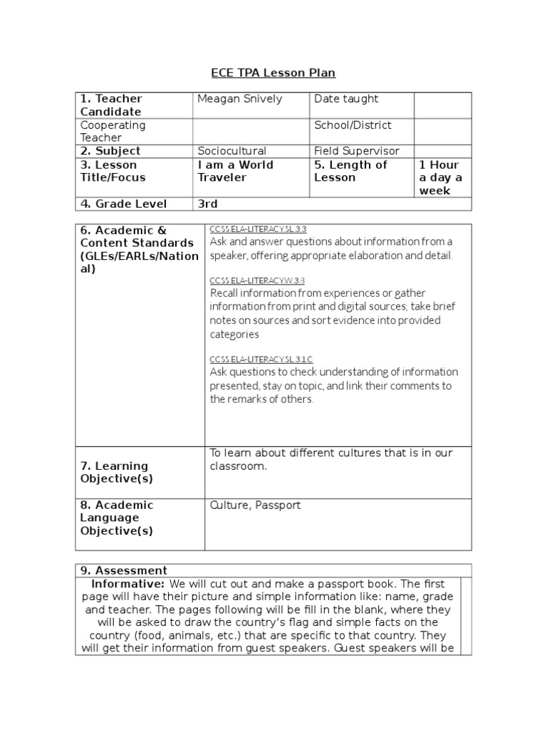 World Traveler Lesson Plan | PDF | Educational Assessment | Lesson Plan