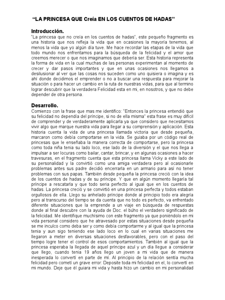 La Princesa Que Creía en Los Cuentos de Hadas | PDF | Cuentos de hadas | Felicidad