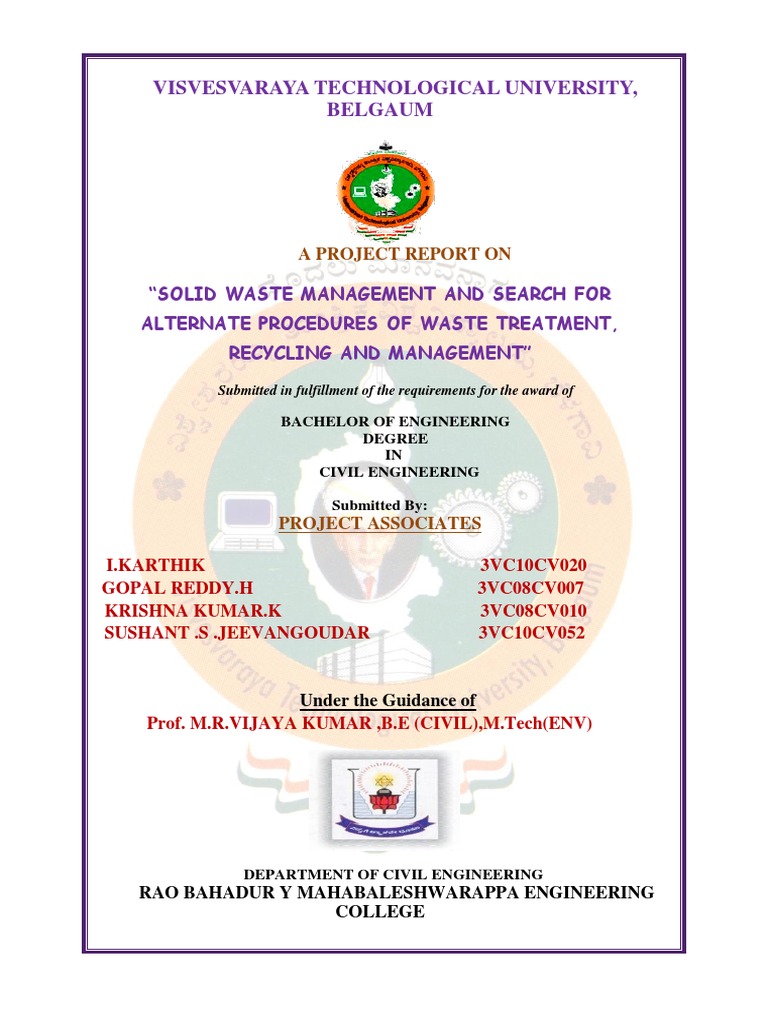 VTU Project Report on Solid Waste Management | PDF | Trust (Emotion ...