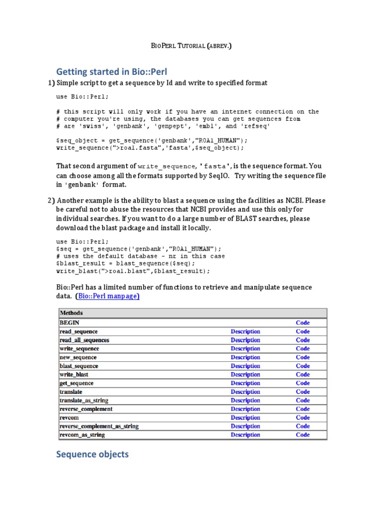 BioPerl Tutorial | PDF | Genetic Code | Translation (Biology)