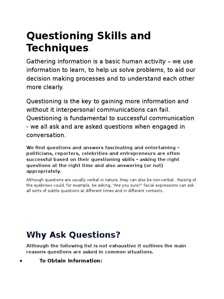 The Art of Asking Questions | PDF | Question | Empathy