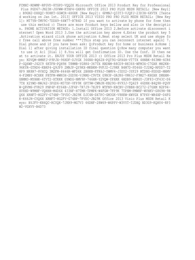 Serial Number Office 2013 | PDF | Microsoft Office 2013 | Microsoft