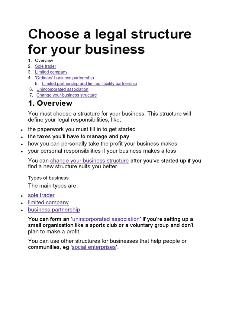 Choosing Your Business Legal Structure | PDF | Limited Liability ...
