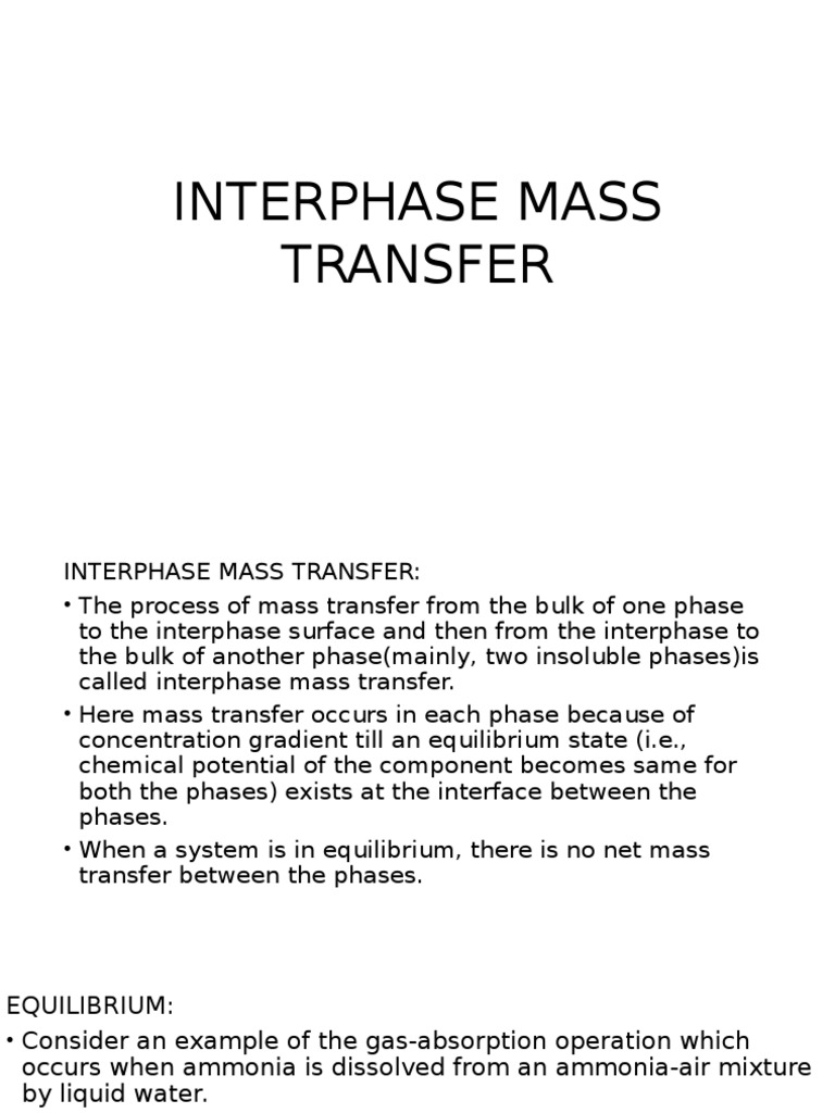 Interphase Mass Transfer Pdf Phase Matter Solubility