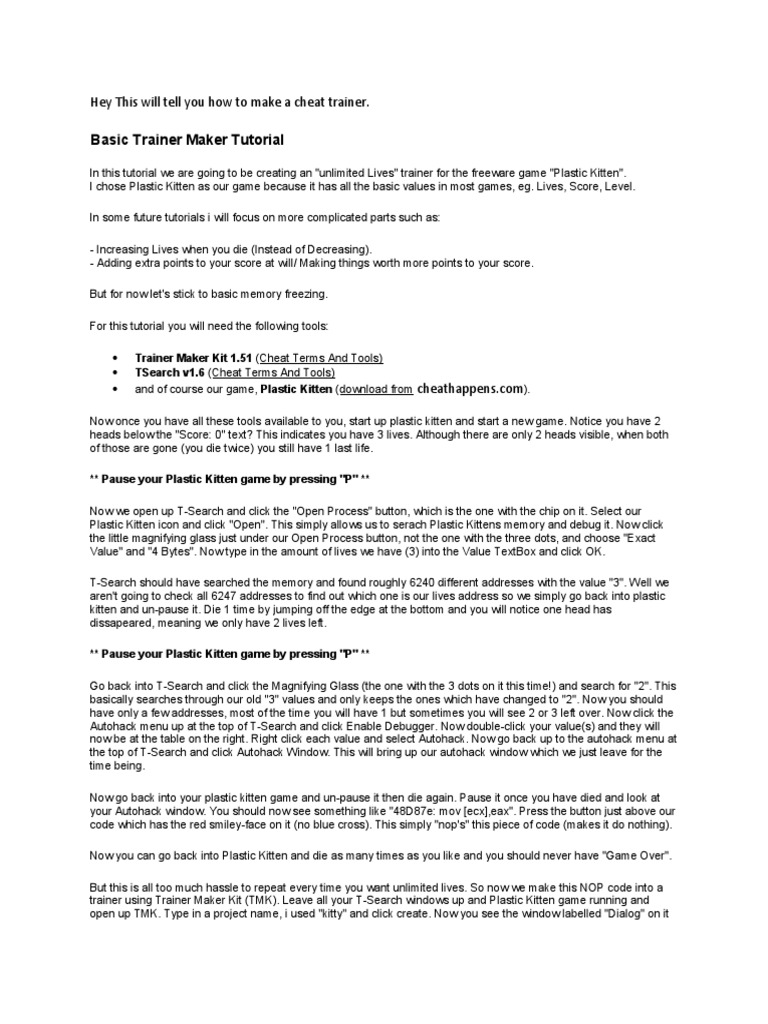How To Make A Cheat Trainer | PDF | Software Development | Computer ...