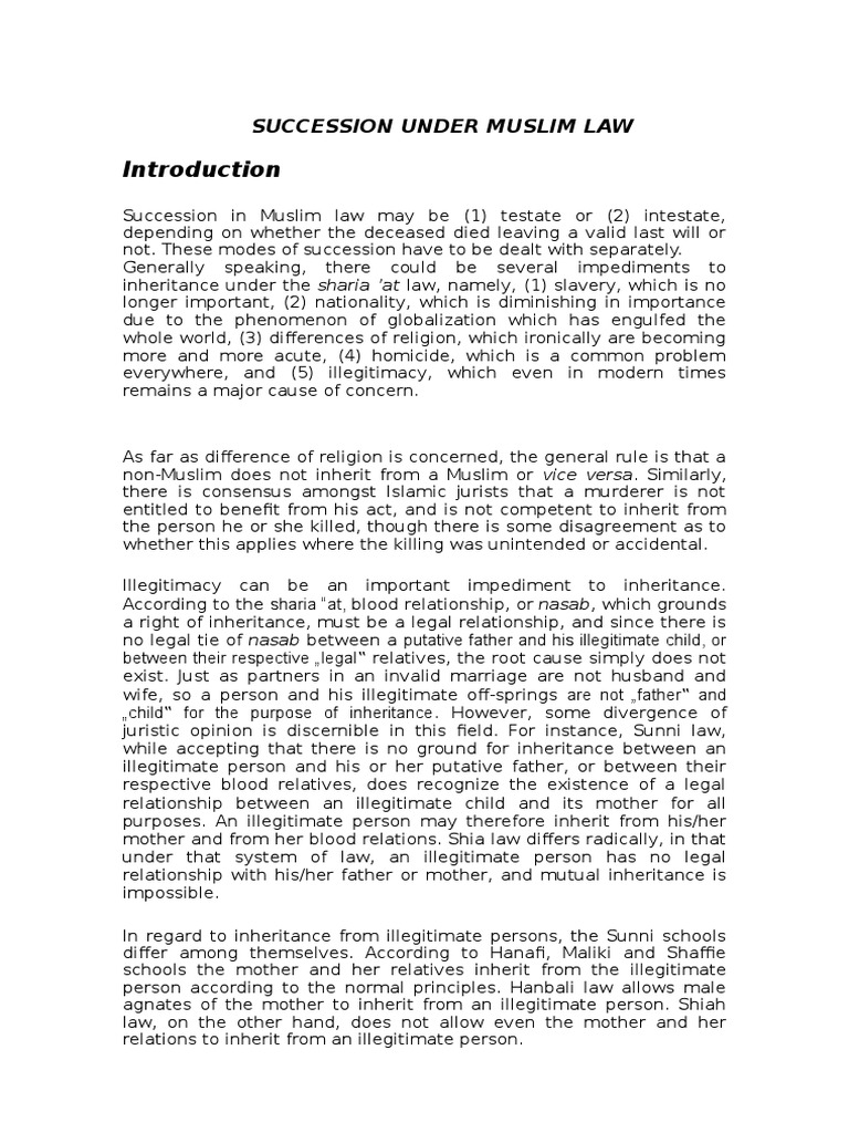 Succession Under Muslim Law 2 | PDF | Will And Testament | Inheritance