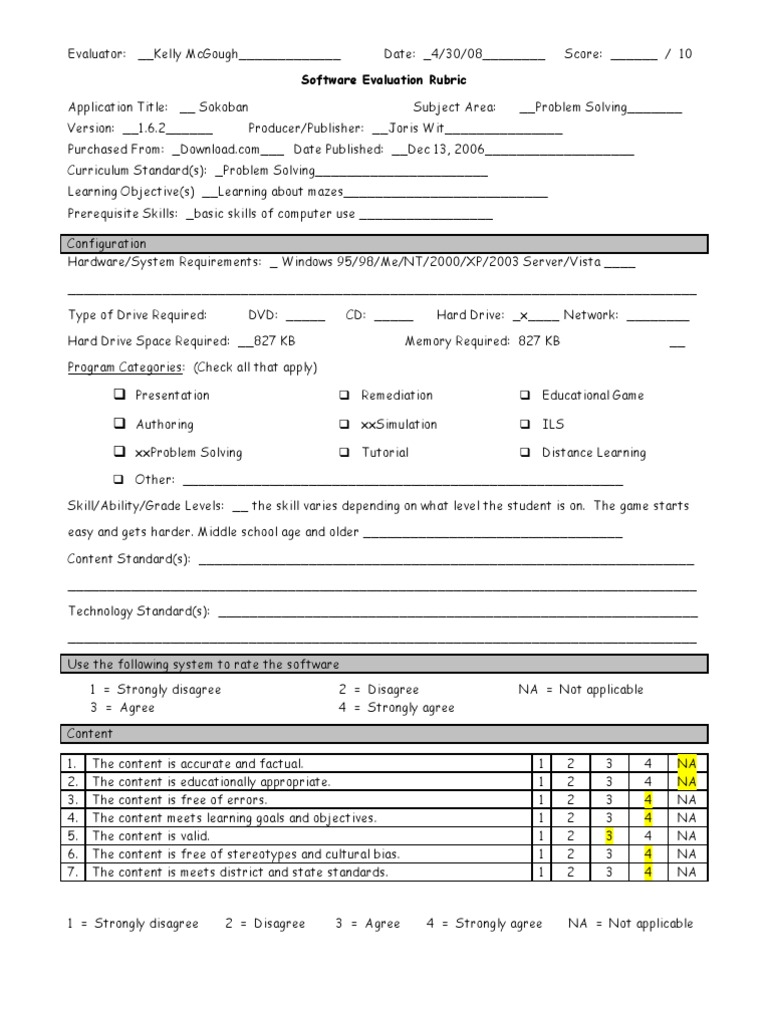 Software Evaluation Rubric | PDF | Windows Vista | Software