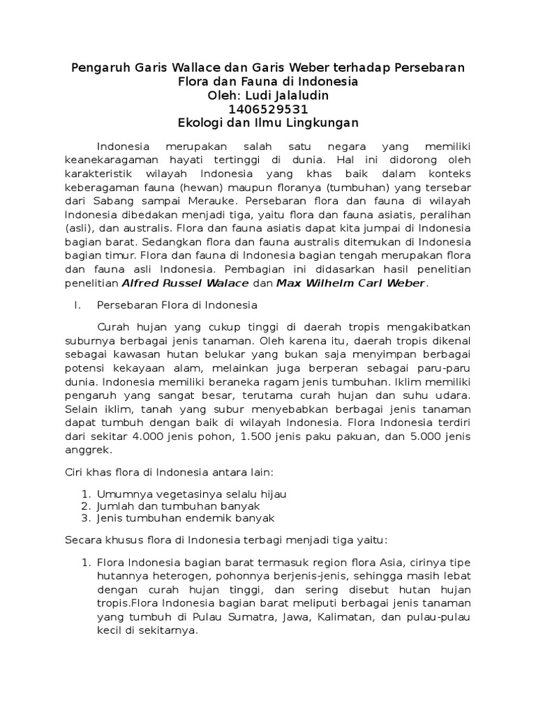 Pengaruh Garis Wallace Dan Garis Weber Terhadap Persebaran Flora Dan ...