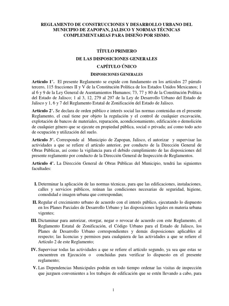 Reglamento Construccion Zapopan Pdf Calle Regulación