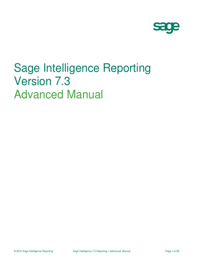 Sage Intelligence Reporting - Advanced Training Manual | PDF | Business Intelligence | Sql