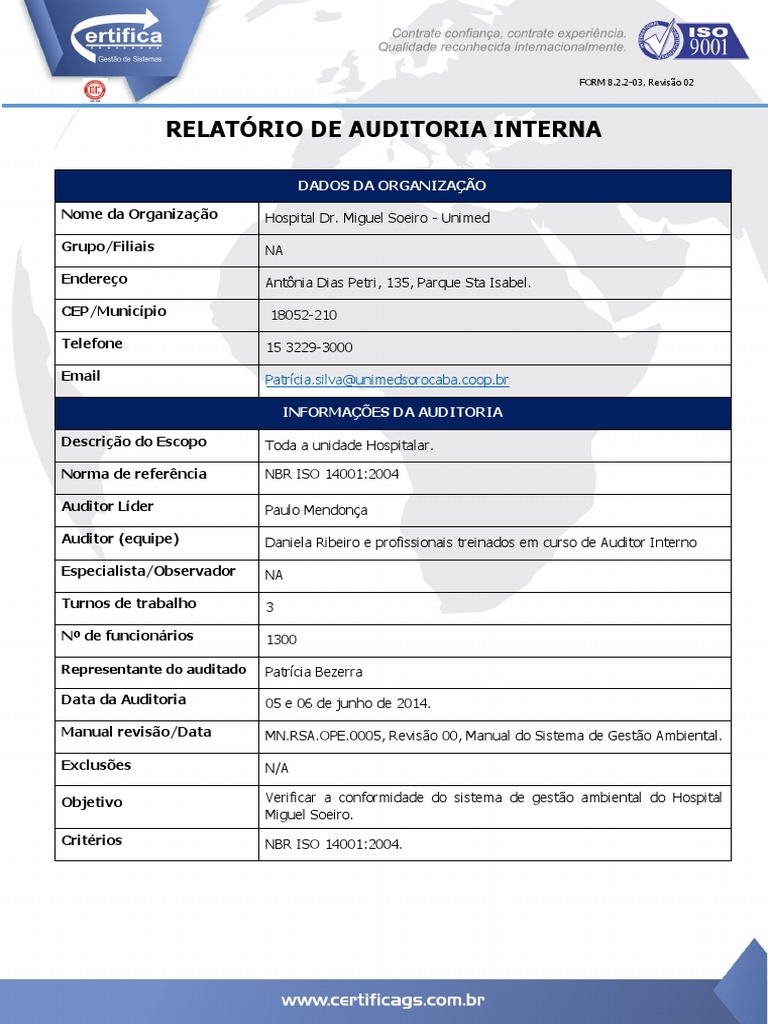 Relatorio Auditoria Interna ISO 9001 | Embalagem e Rotulagem | Desperdício