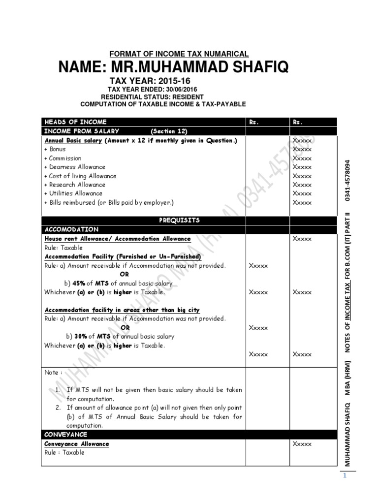 Income Tax Notes | PDF | Tax Deduction | Taxes