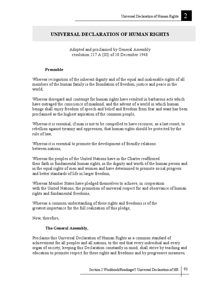UN Universal Declaration of Human Rights | PDF | European Convention On ...