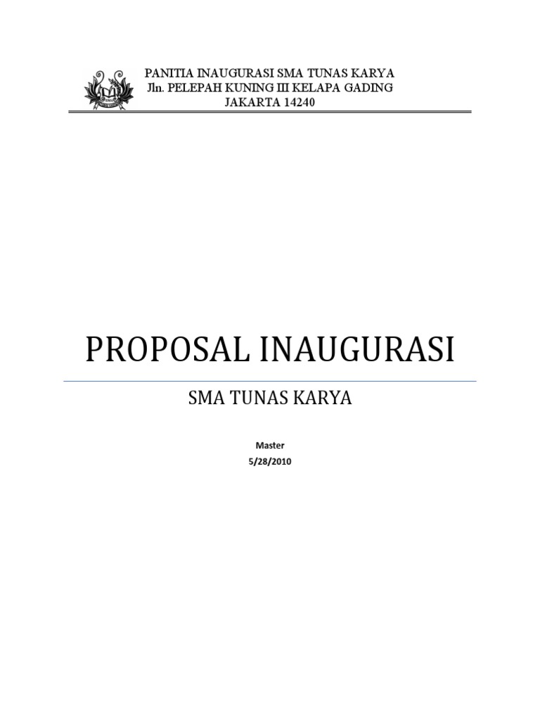 Proposal Inagurasi | PDF