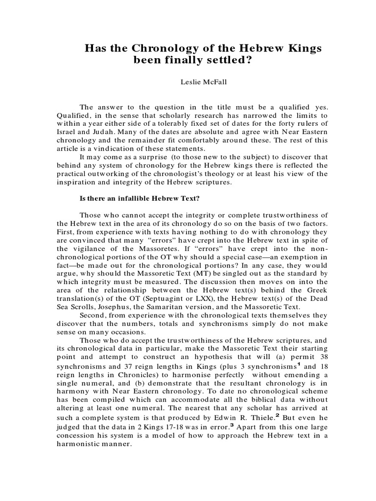 Leslie McFall - The Chronology of The Hebrew Kings | PDF | Hebrew ...