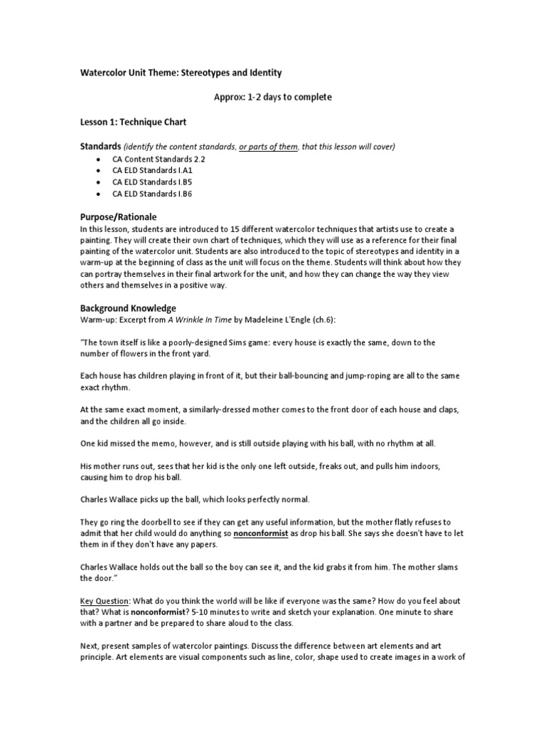 Watercolor Unit | PDF | Educational Assessment | Paintings