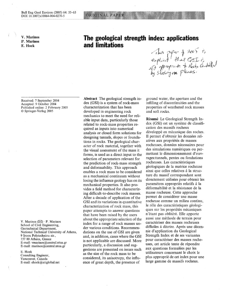 The Geological Strength Index: Applications and Limitations | PDF ...